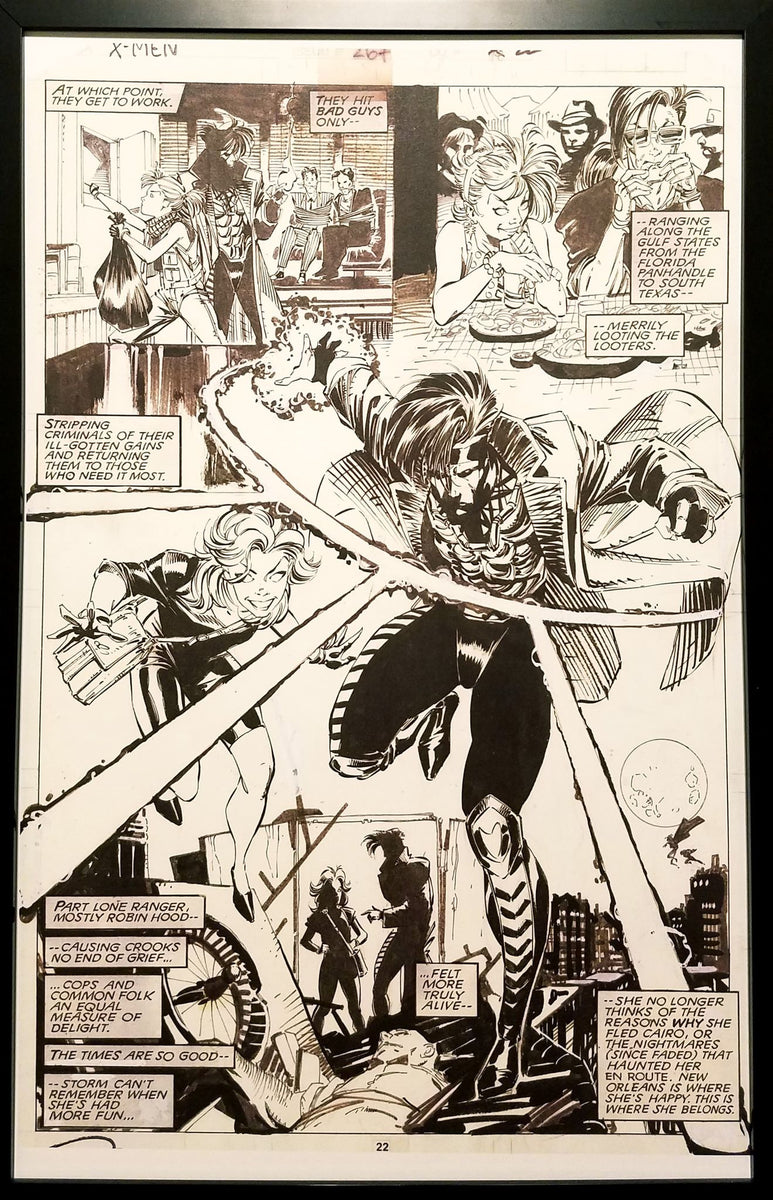 X-Men #267 pg. 22 Gambit Jim Lee 11x17 FRAMED Original Art Poster Marv ...