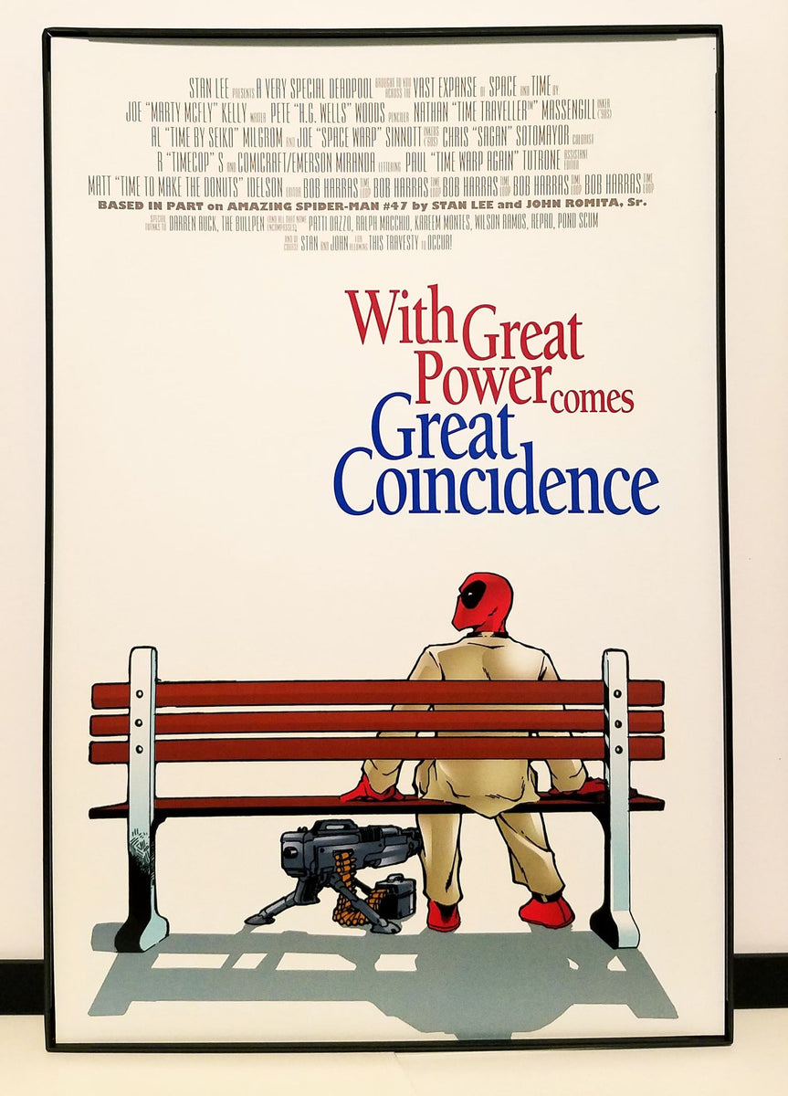 Deadpool Forrest Gump homage Pete Woods 8x12 FRAMED Marvel Comics Art ...