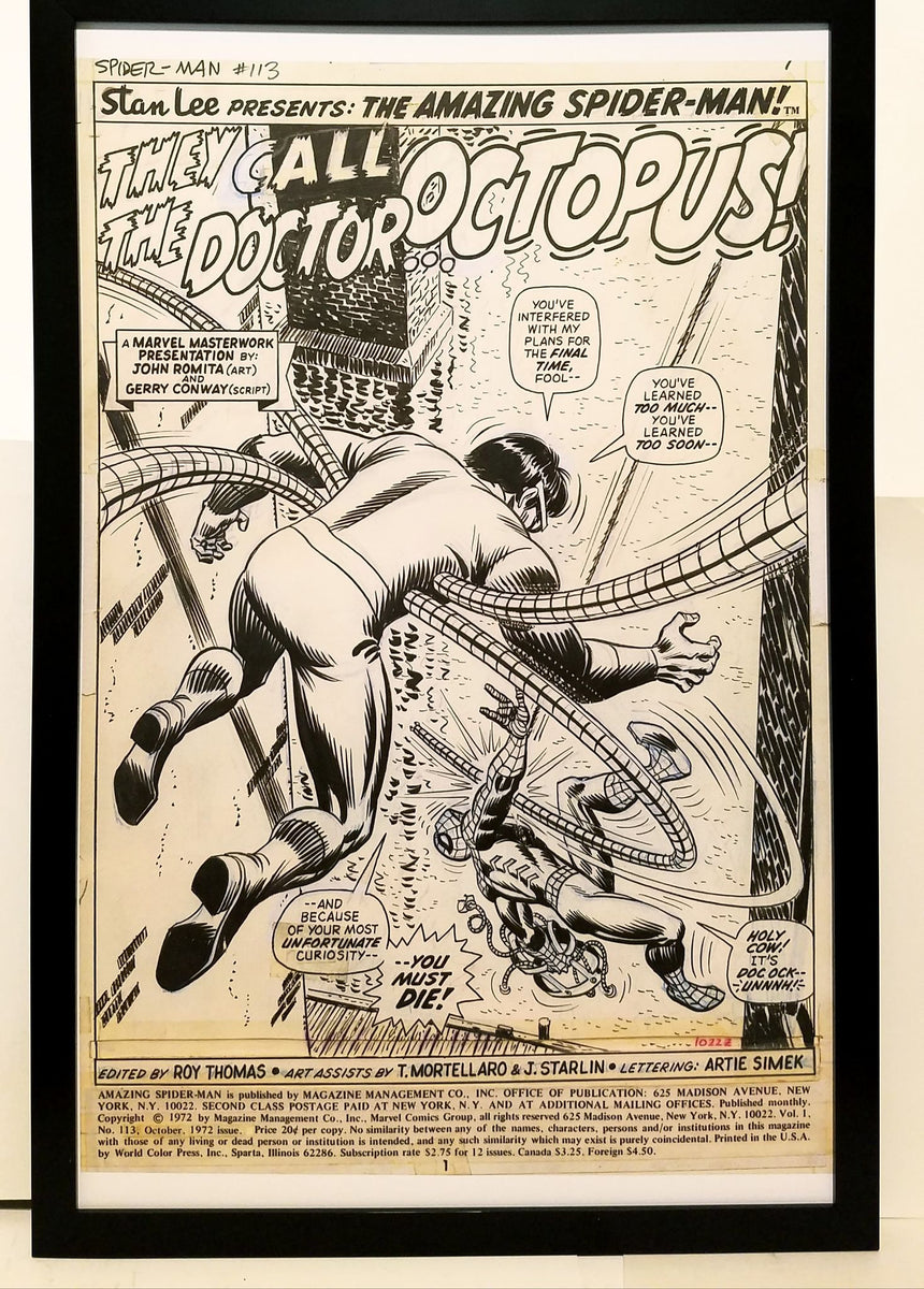 Amazing Spider-Man #113 pg. 1 11x17 FRAMED Original Art Poster Marvel ...